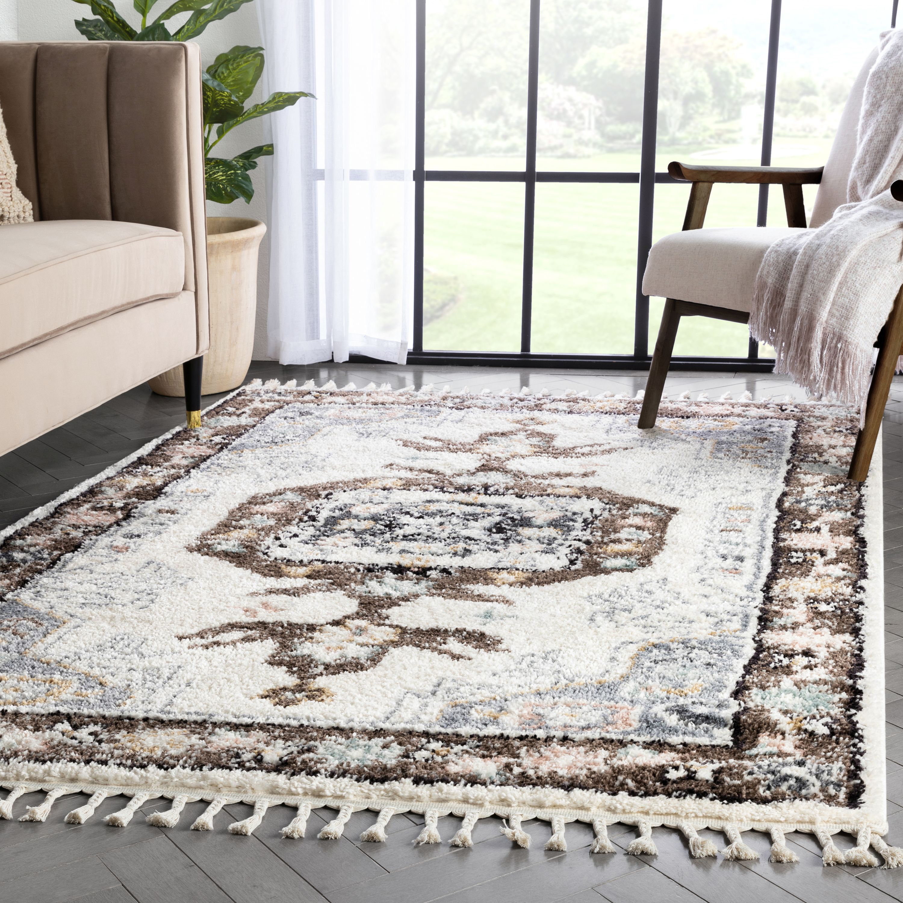 Bungalow Rose Etting Rialta Oriental Persian Medallion Brown/Ivory ...