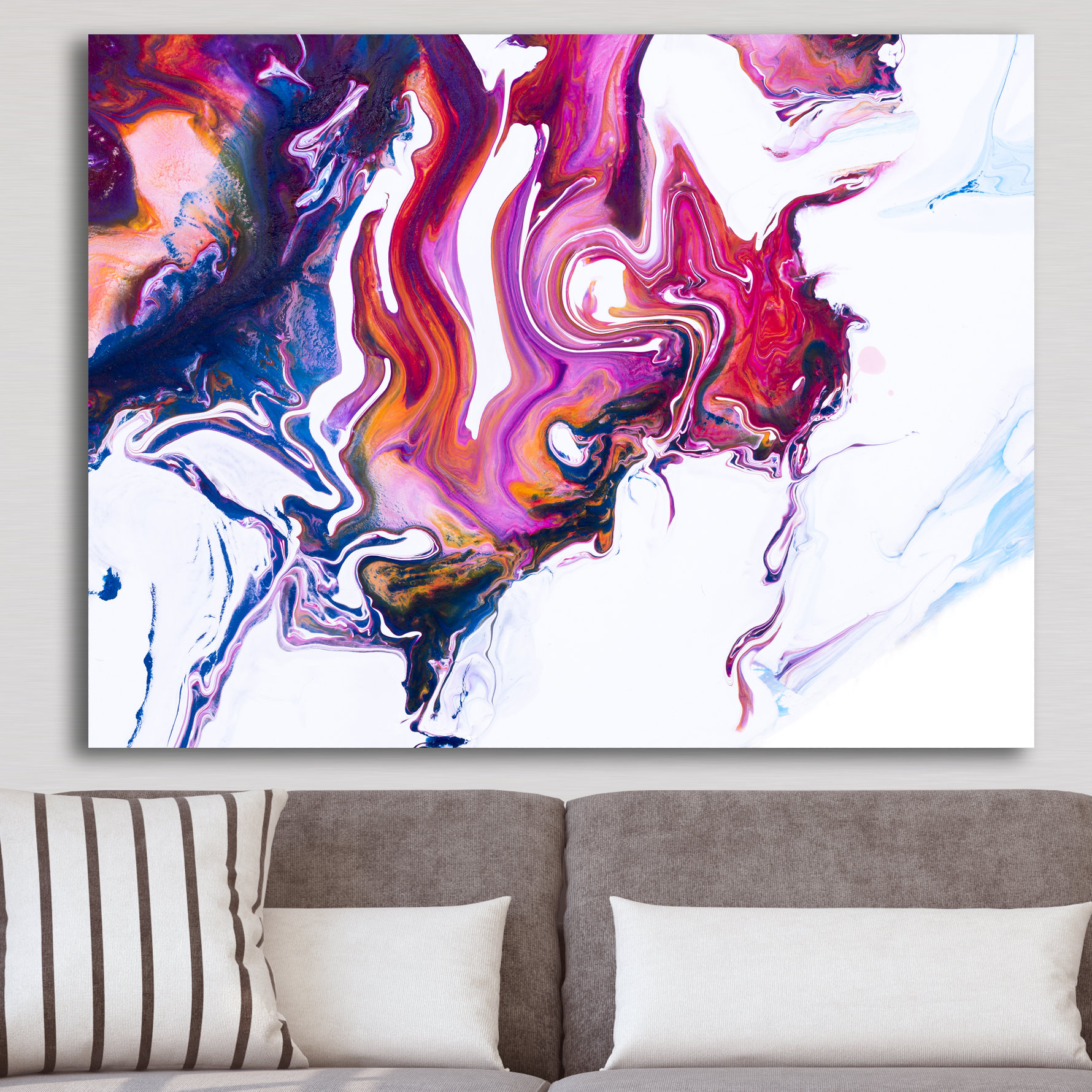 East Urban Home 'Purple, Pink and Blue Marble Composition' - Print on ...
