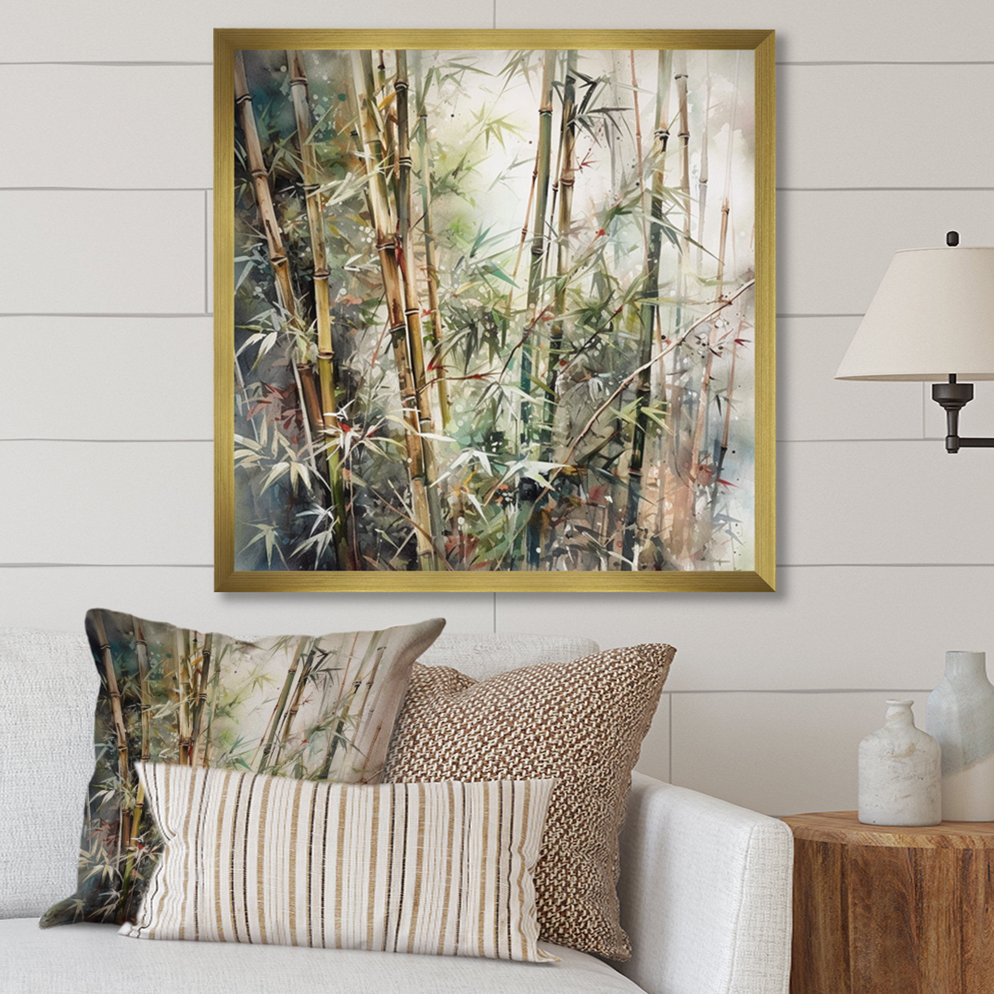 Bay Isle Home™ Green Floral Bamboo Bliss V - Floral Print on Natural ...