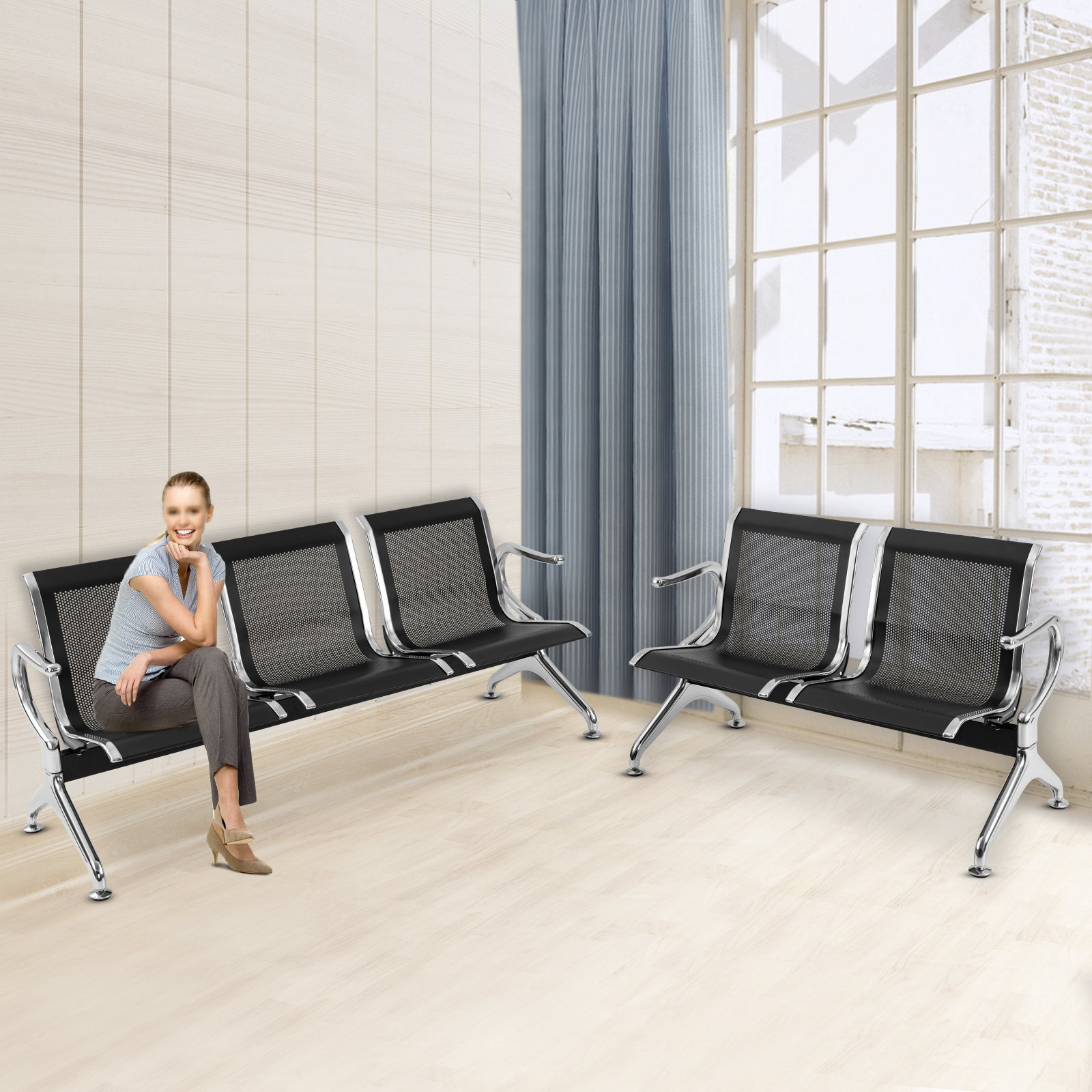 YaoTown Metal Seat Tandem Seating with Metal Frame | Wayfair