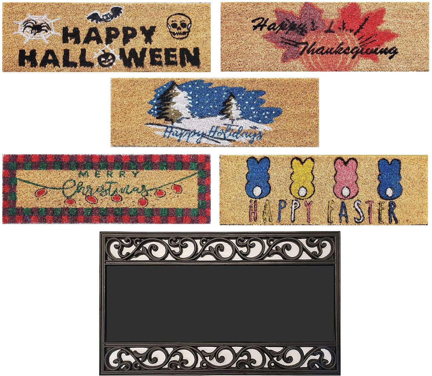 The Holiday Aisle® Holiday's Interchangeable Door Mat, Includes 5 ...