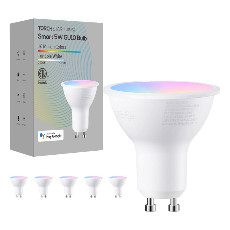 TORCHSTAR GU10 LED Smart Spotlight Bulb, Alexa/Google/Siri Dimmable ...