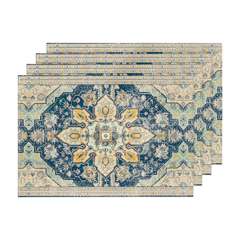 AMIZOY Boho Placemats Set of 4, Floral Bohemian Fall Table Mats for ...