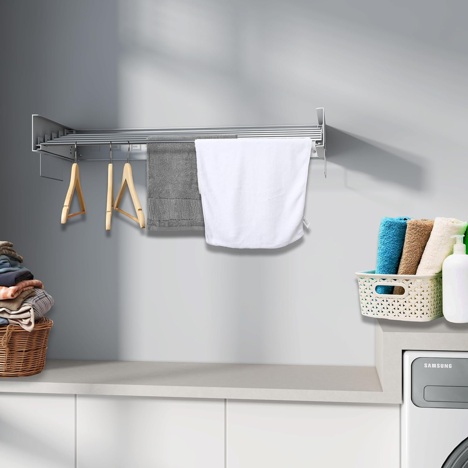 Hoomic Metal Wall-Mounted Drying Rack | Wayfair
