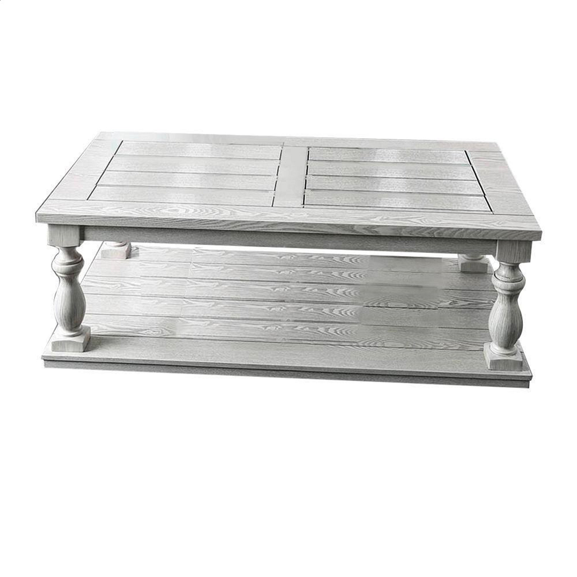 One Allium Way® Rustic Style 1Pc COFFEE TABLE Open Bottom Shelf Plank ...