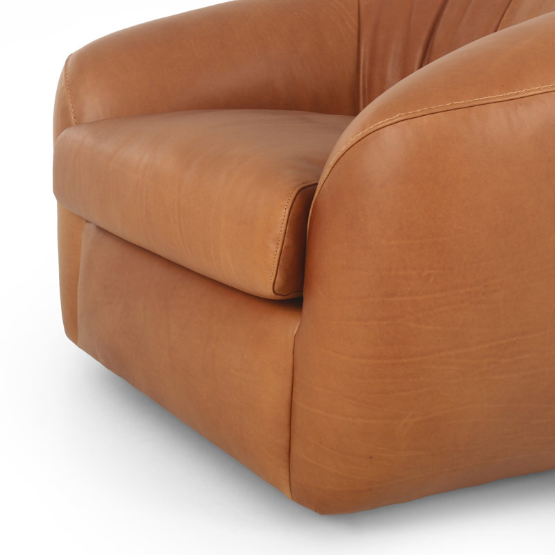Joss & Main Adele Genuine Leather Swivel Chair | Joss & Main