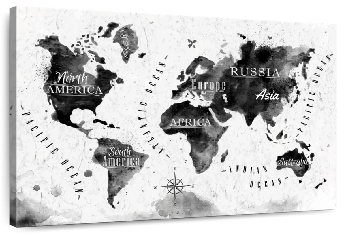 Breakwater Bay Aliaz Black Ink World Map | Wayfair