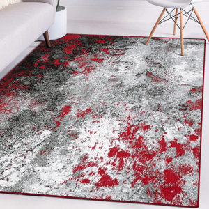 17 Stories Abstract Red/Gray Area Rug & Reviews | Wayfair