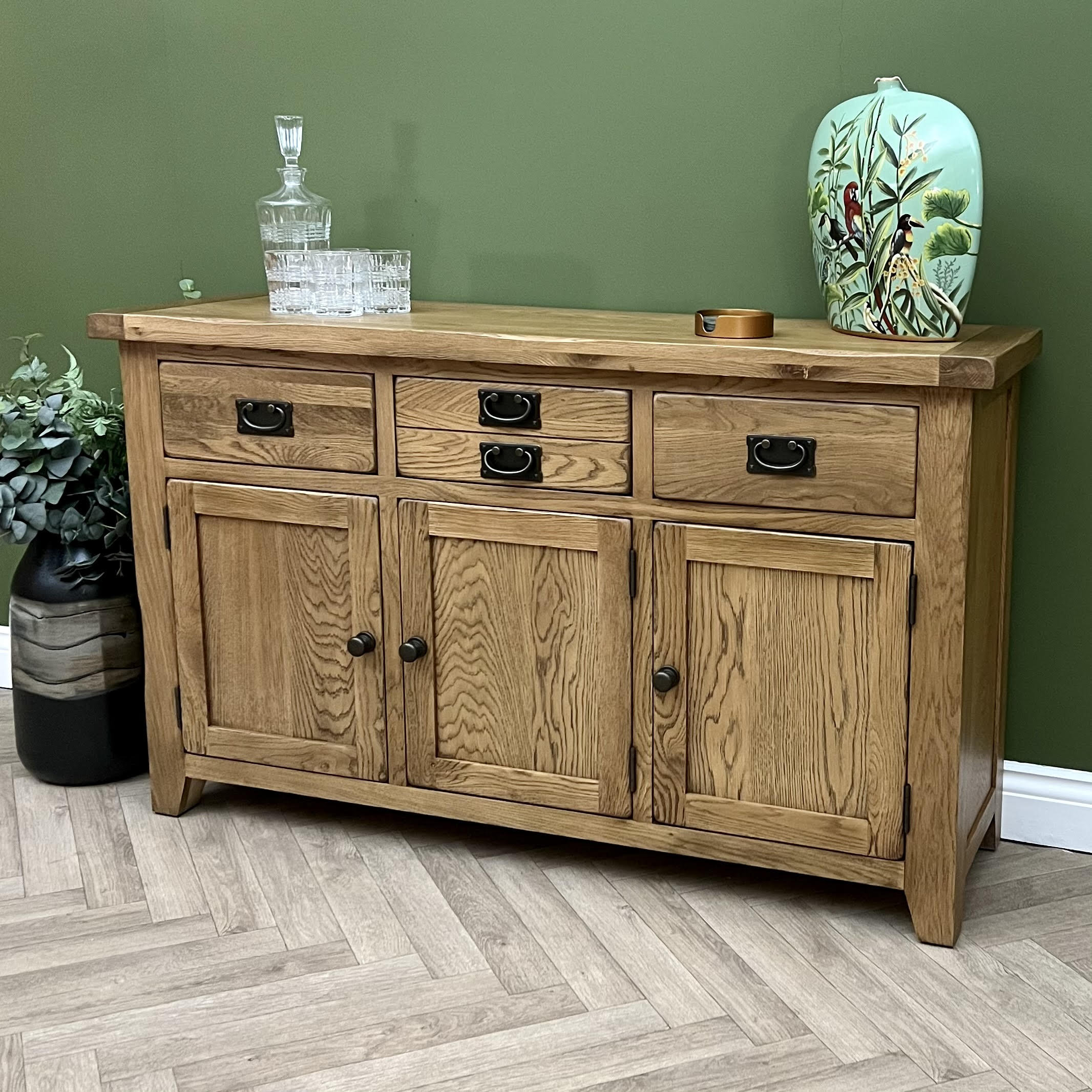 Union Rustic Rustic Oak 3 Door 3 Drawer Sideboard Buffet Fully ...