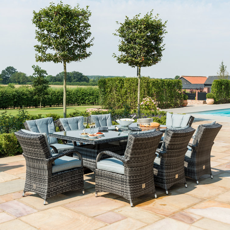 Dakota Fields Coshocton 8 Seat Rectangular Rattan Dining Set - with Ice ...