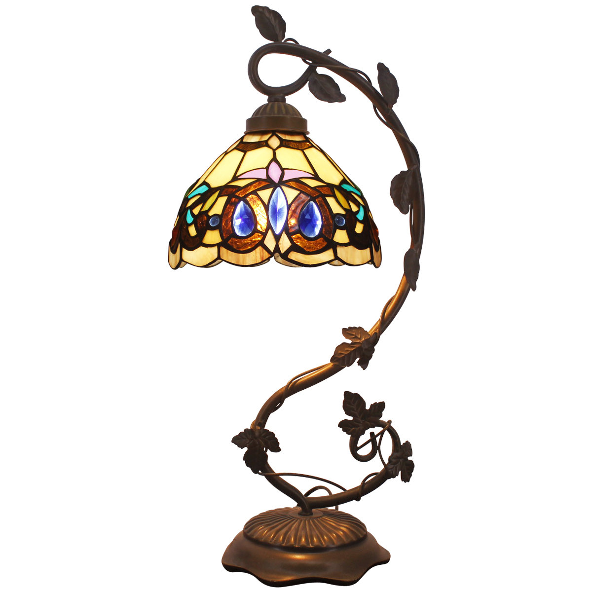 World Menagerie Tiffany Desk Lamp Stained Glass Serenity Victorian ...