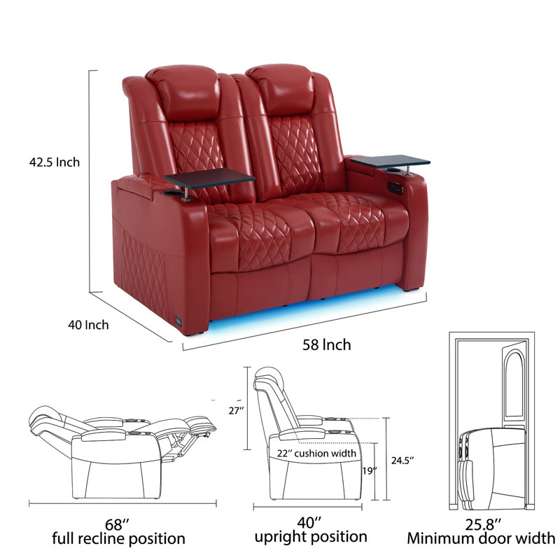 Brayden Studio® Leather Home Theater Seating Dual Power Movie Theater ...