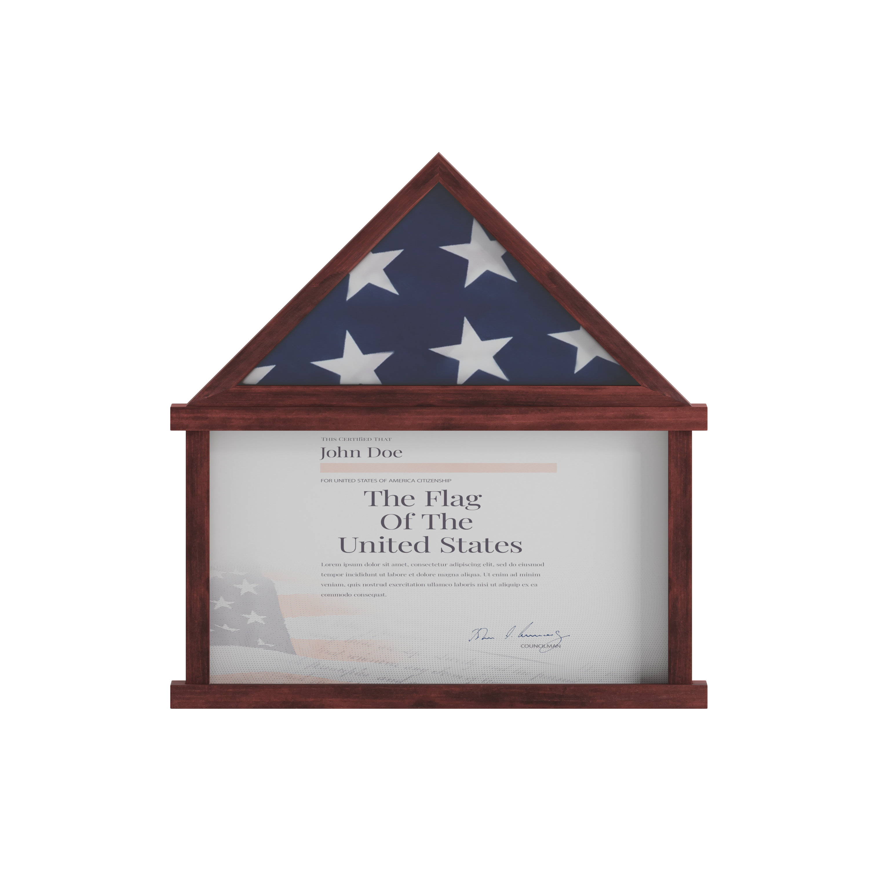 Flash Furniture Quincy Memorial Flag Display Case with Certificate ...