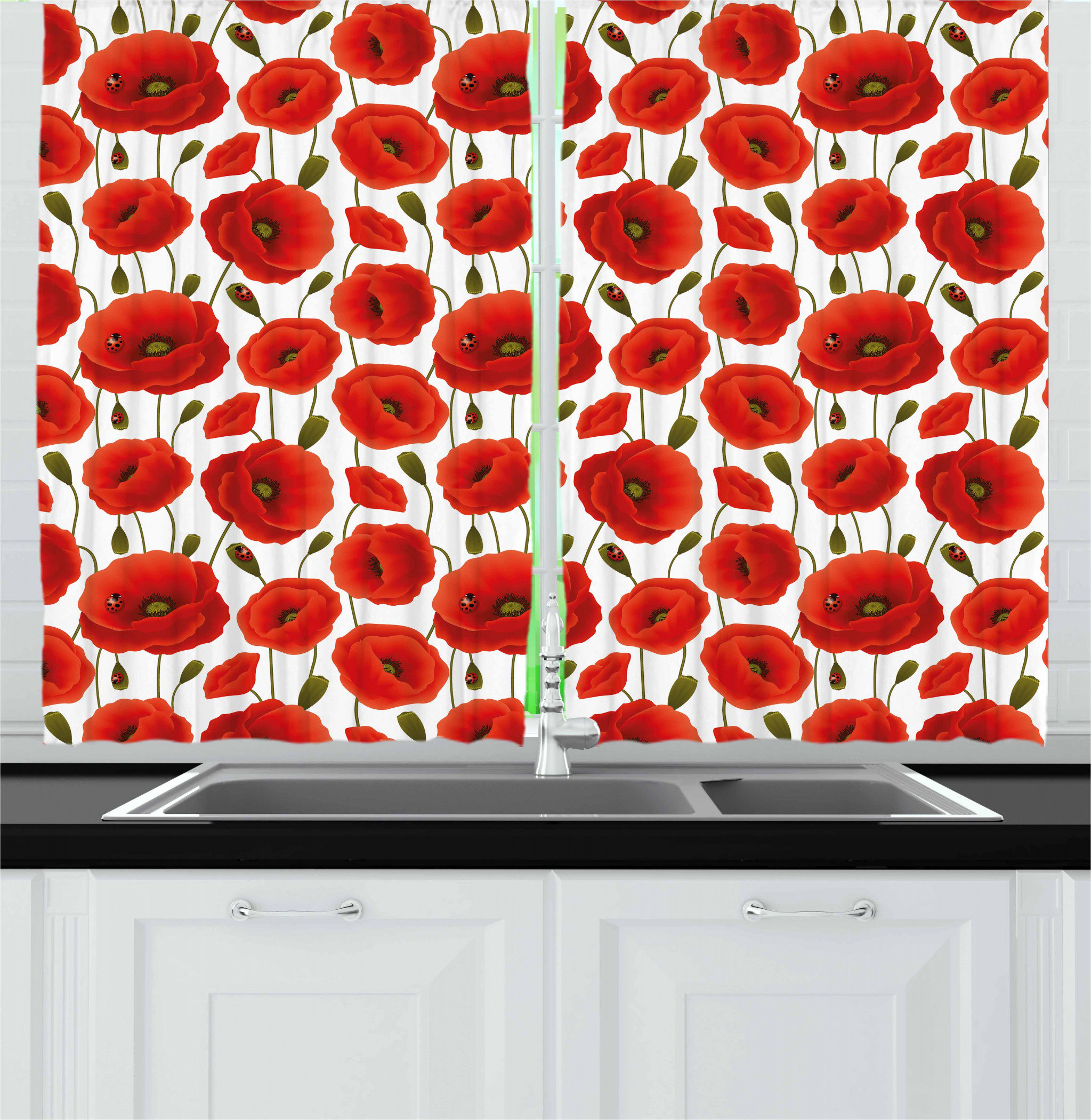 East Urban Home Poppy Kitchen Curtain | Wayfair