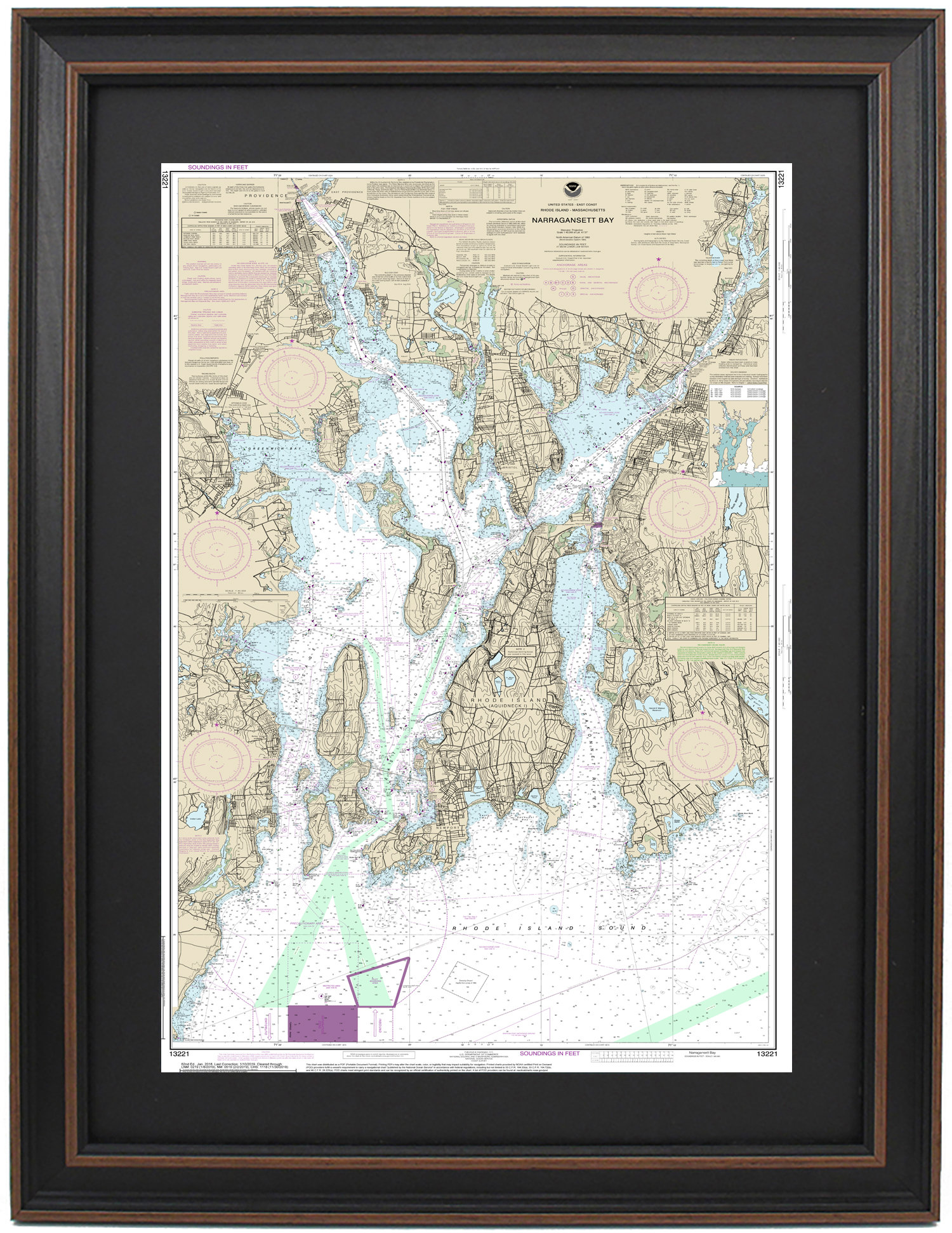 Longshore Tides Narragansett Bay | Nautical Chart | Framed Print | Wayfair