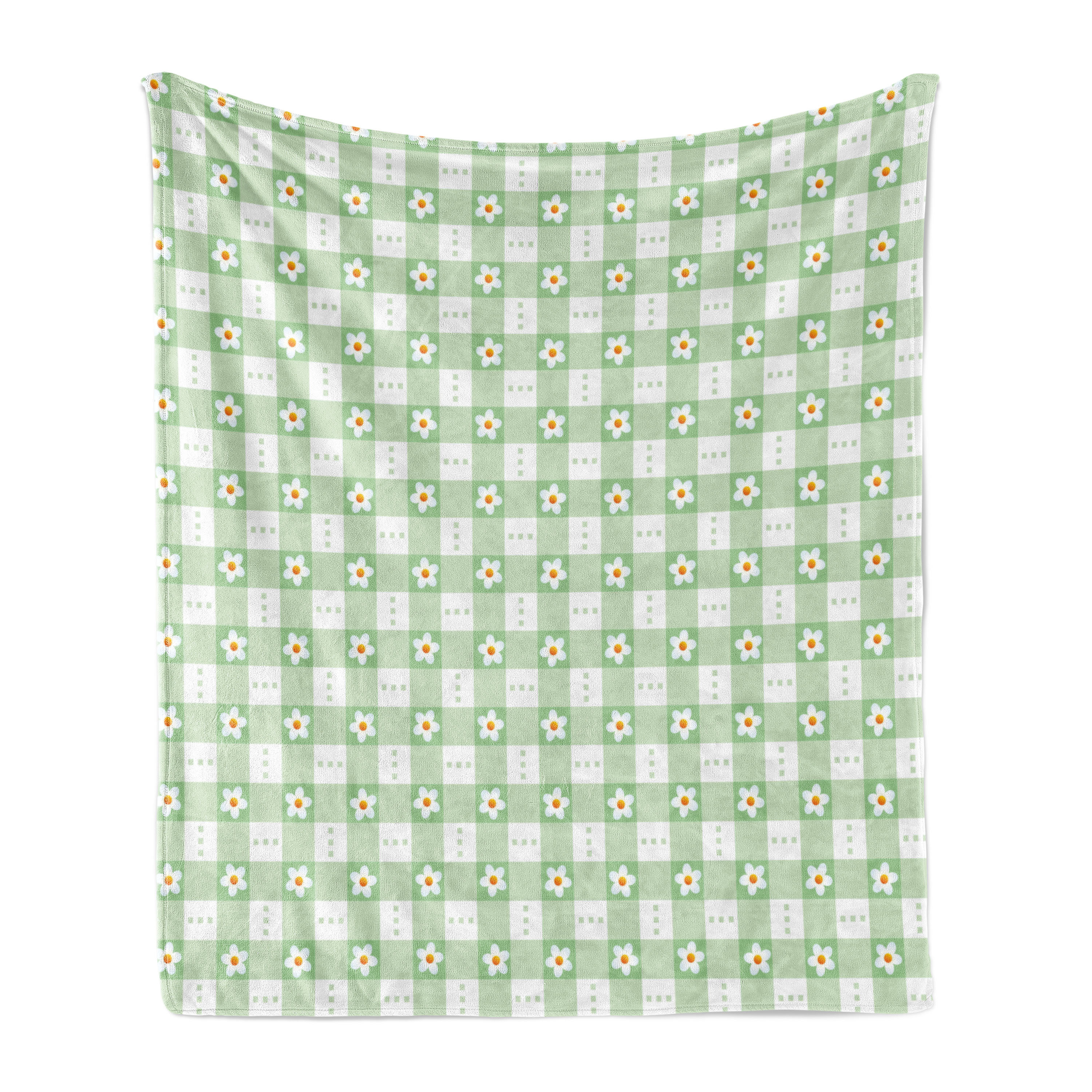 Ambesonne Spring Fleece Throw Blanket Daisy Flower Plaid Print Mint ...