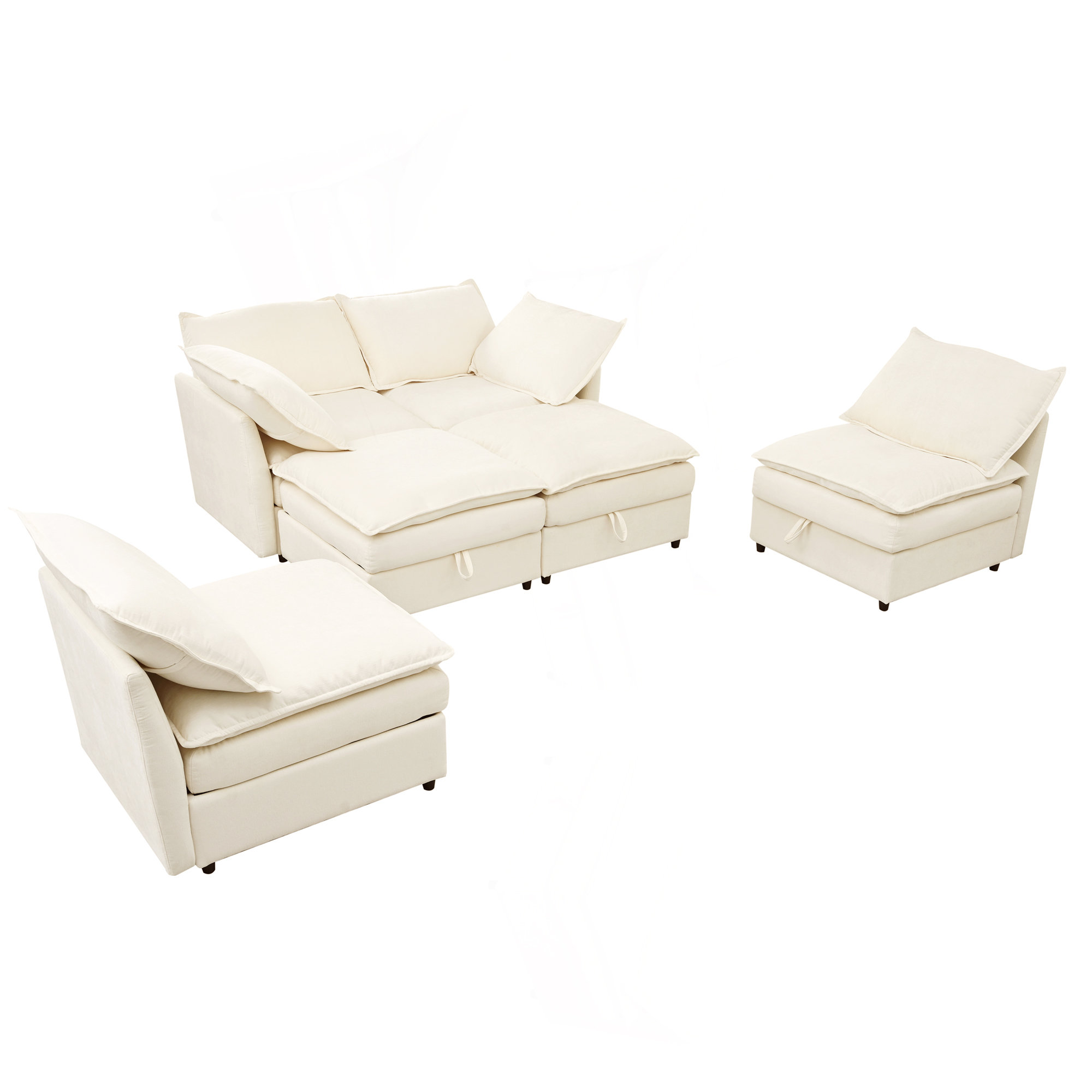 Latitude Run® Versatile 6-Piece Modular Sofa Bed With Storage | Wayfair