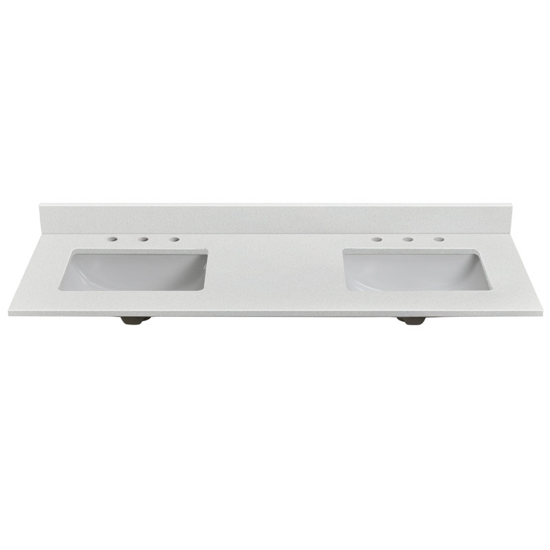 Enyibath 60'' Quartz Stone Double Bathroom Vanity Top with Sink and ...
