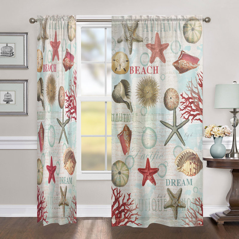 Laural Home Dream Beach Shells Sheer Window Panel | Wayfair