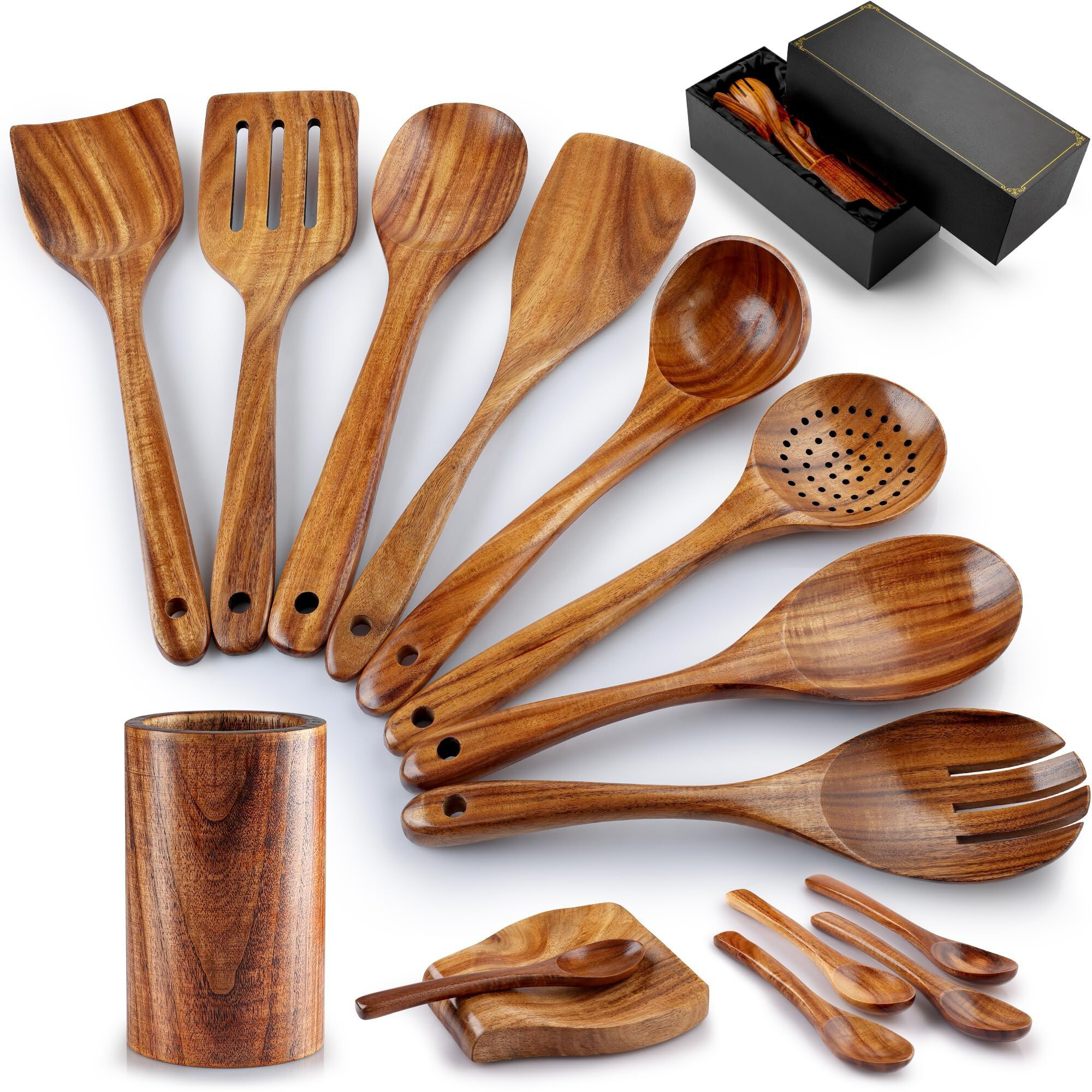 ENOLIL 15-Piece Kitchen Utensils Set,Wooden Utensils - Wayfair Canada