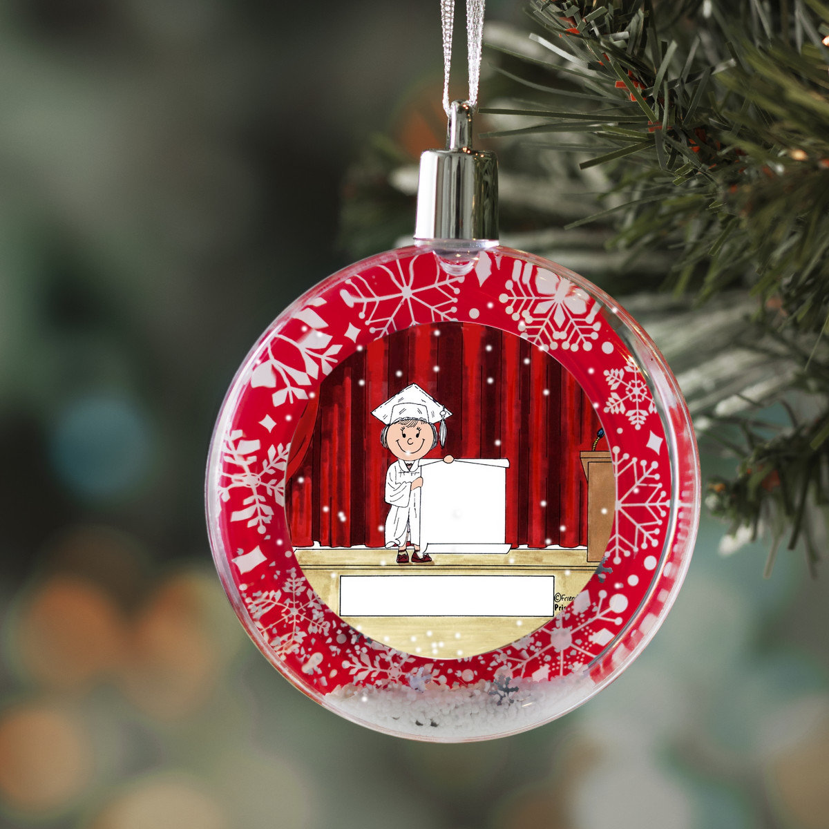 Printed Perfection Personalized Graduation - Female Christmas Snow ...