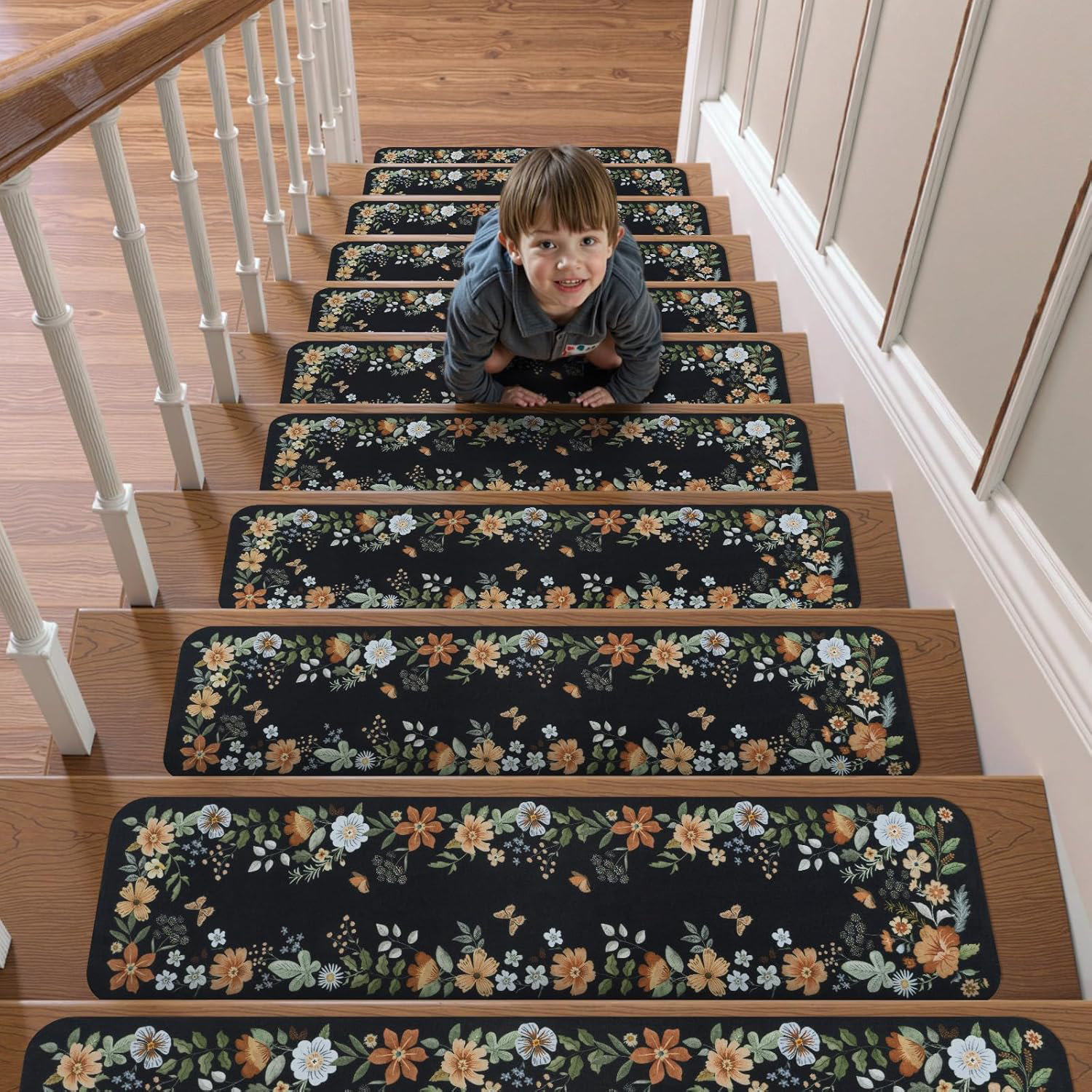 Hokku Designs Floral Stair Treads Non-Slip Stair Runners For Wooden ...