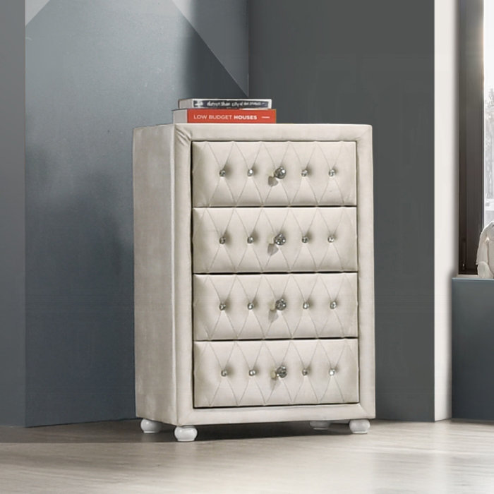 Rosdorf Park ACME Reggie Chest, Gray Fabric | Wayfair