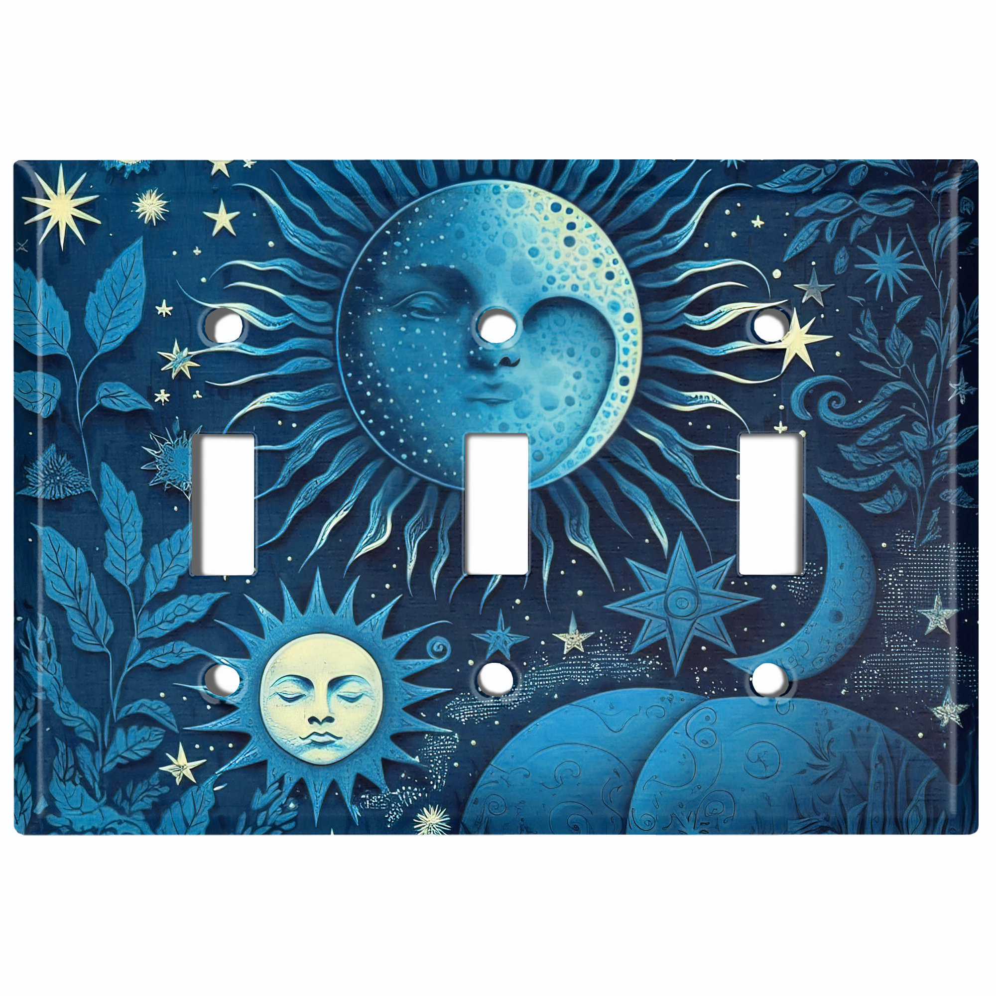 WorldAcc Astronomy Space Sun Stars Moon 3-Gang Toggle Light Switch Wall ...