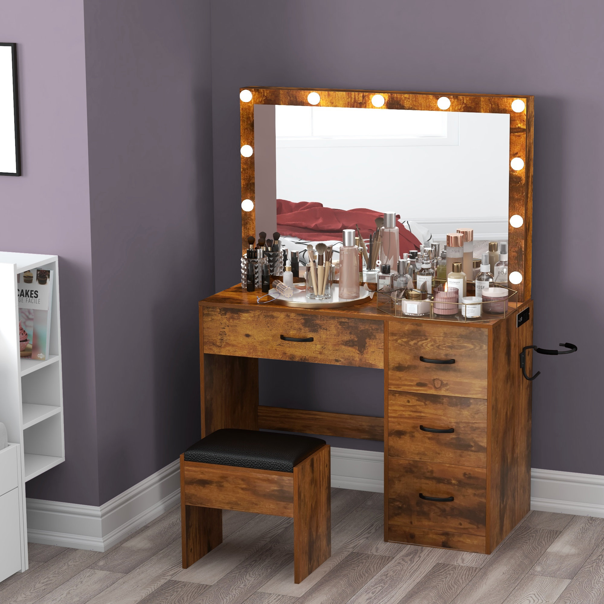 Latitude Run® Vanity with Built-In Outlets | Wayfair