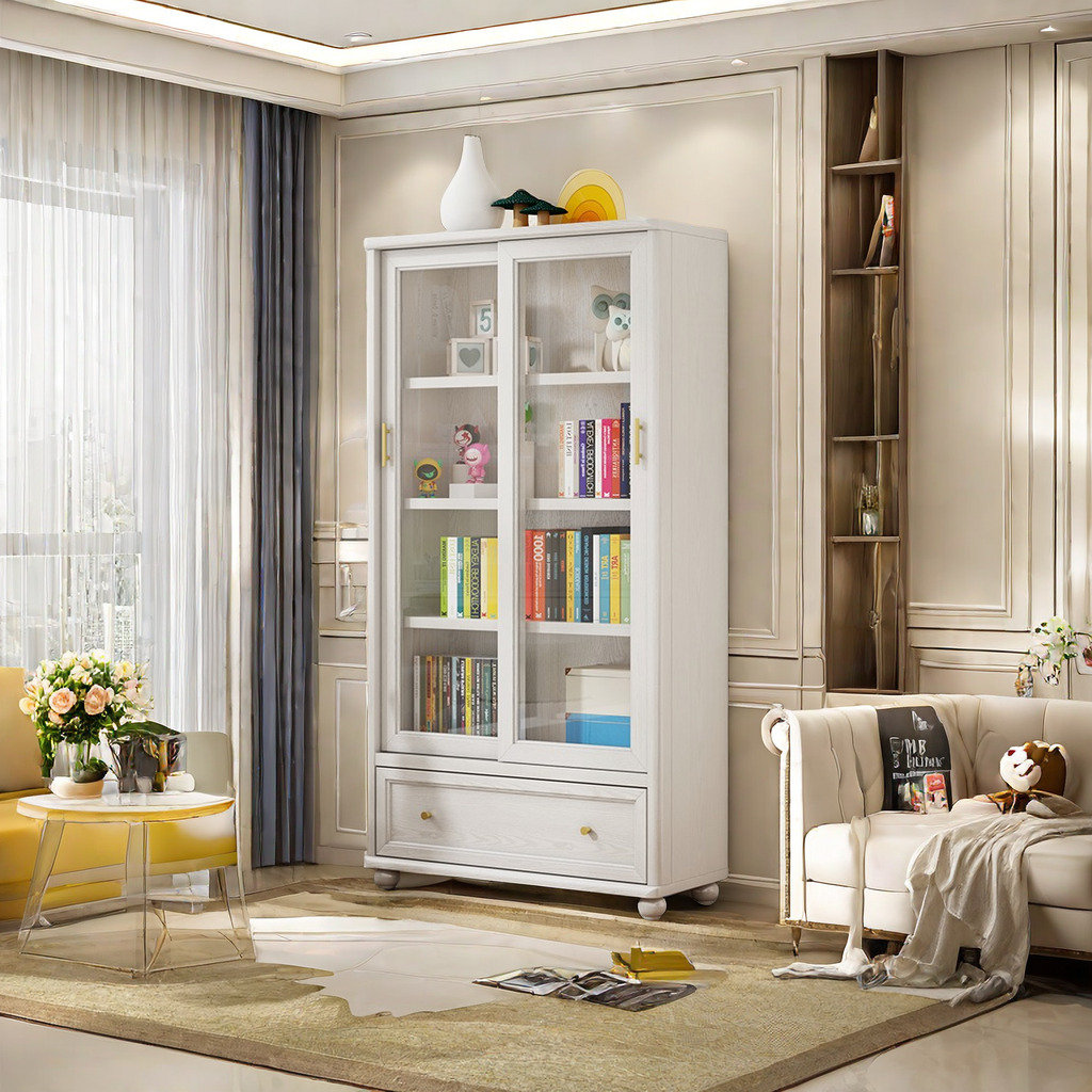 Lineyinmer Solid wood sliding door dust-proof bookcase | Wayfair