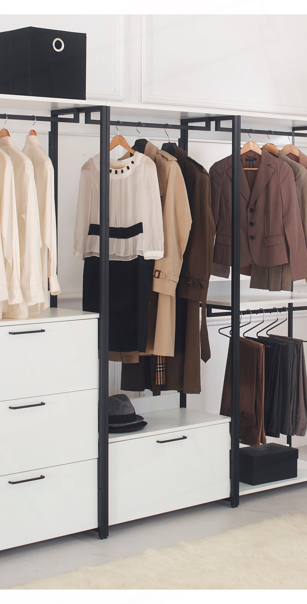 Hokku Designs Fiona White Freestanding Walk Closet System With Metal ...
