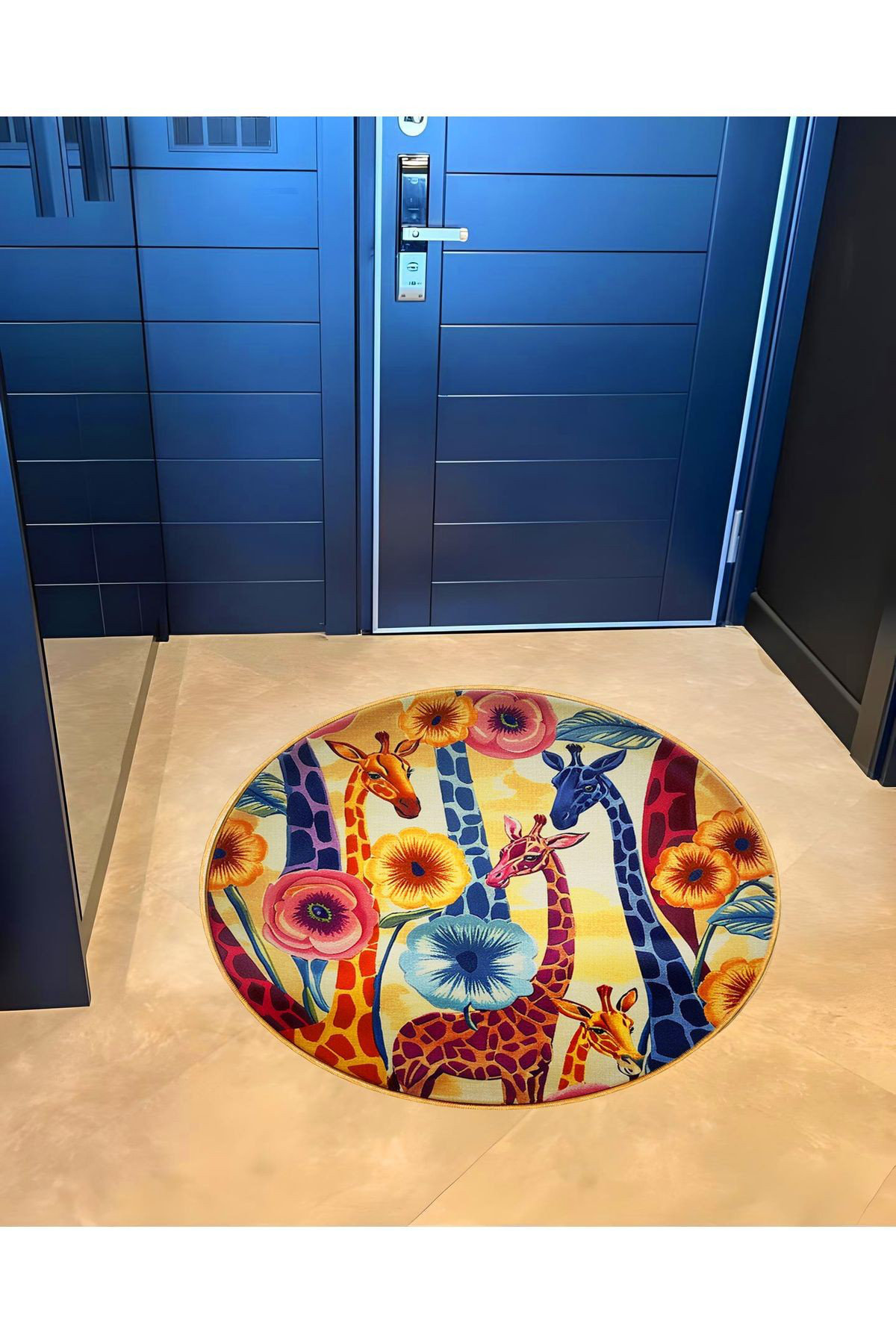 Hokku Designs Rio Collection Multicolor Flowers and Giraffes Detailed ...