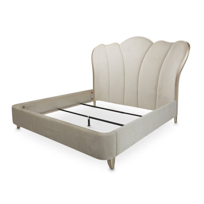 Michael Amini Villa Cherie Velvet Channel Tufted Bed | Wayfair