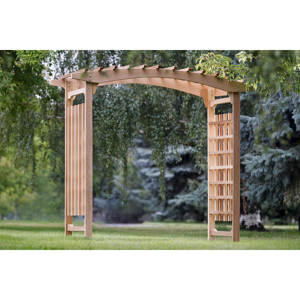 All Things Cedar Pagoda 94" W x 47" D Wood Arbor & Reviews | Wayfair