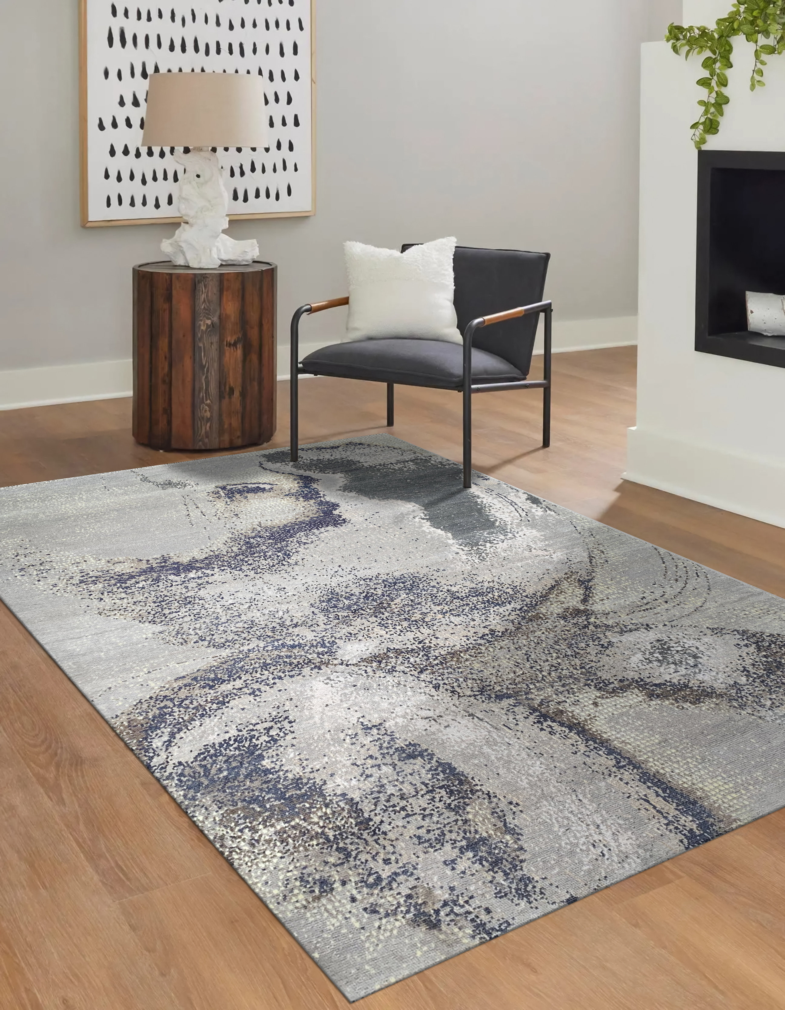 17 Stories Lydia Cassandra Gray Hand Knotted Wool Rug | Wayfair