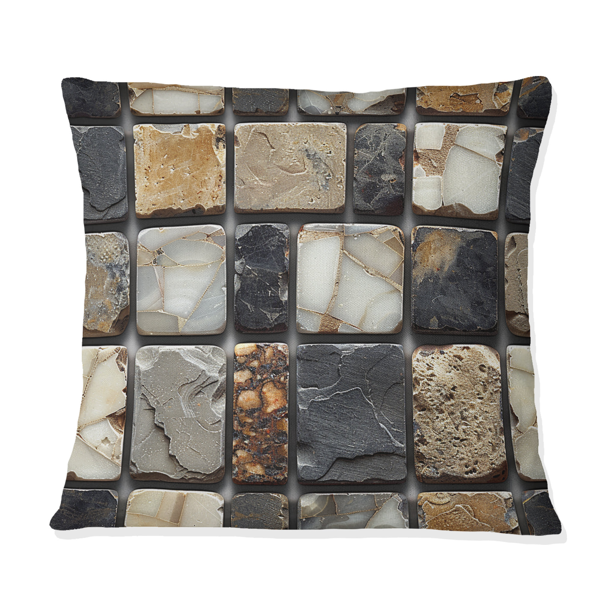 Design Art Brown Beige Mosaic Tiles I - Modern Throw Pillow | Wayfair