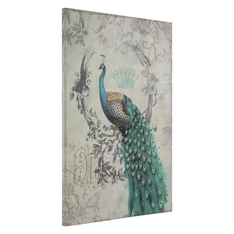 House of Hampton® Peacock Poise Graphic Art on Wrapped Canvas & Reviews ...