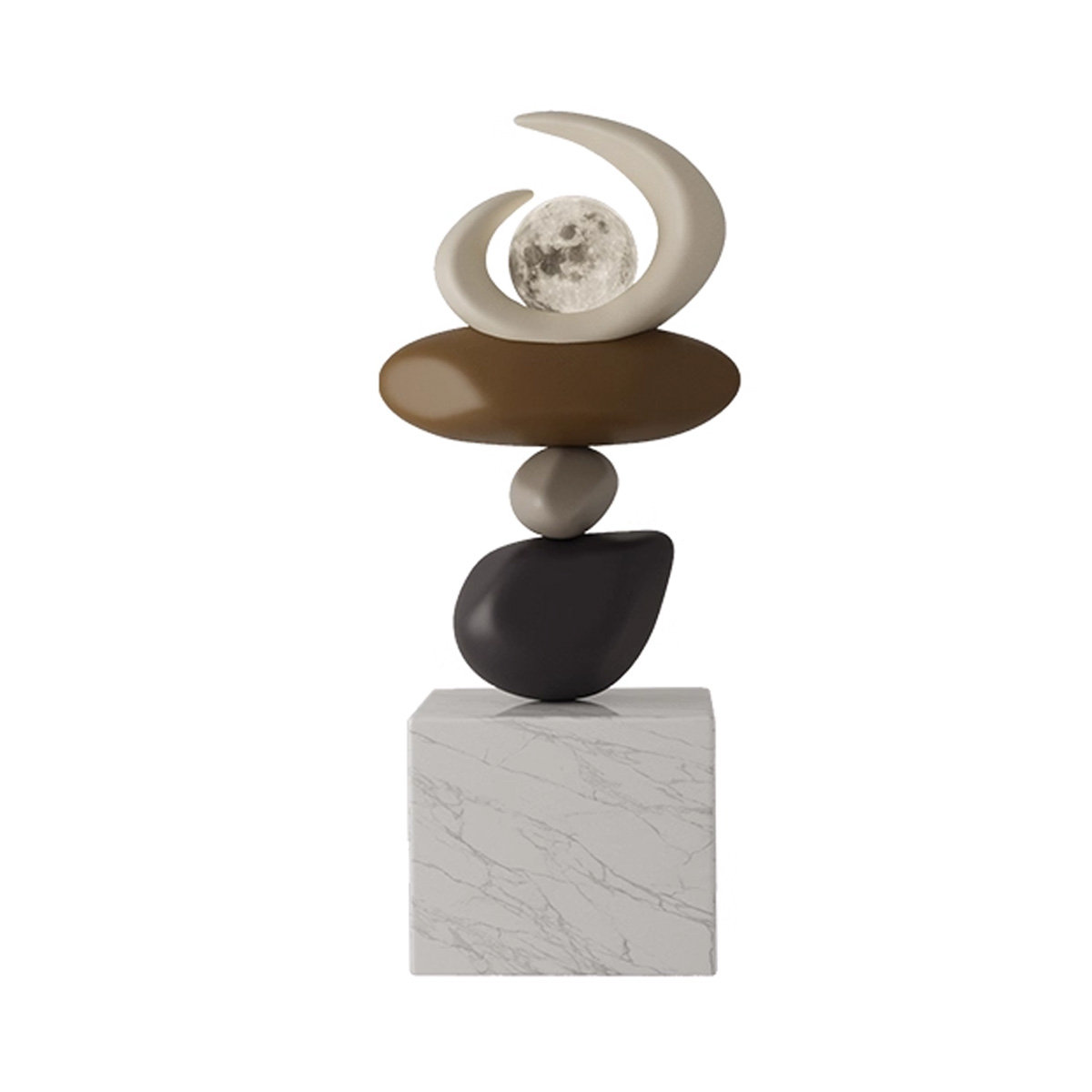 Orren Ellis Modern Marble + Steel Finial Decorative Object | Wayfair