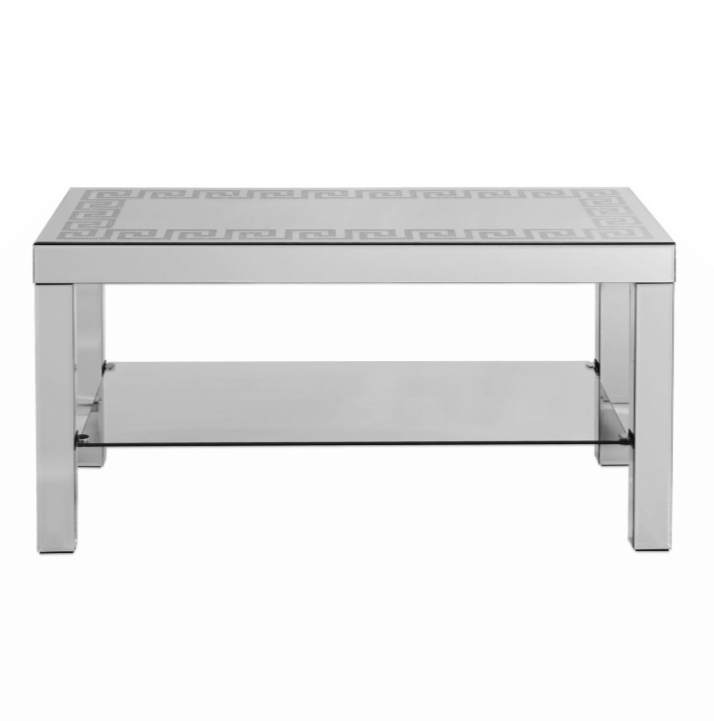 Mercer41 Curved Border Carved Mirror Coffee Table: Mirror Glass ...