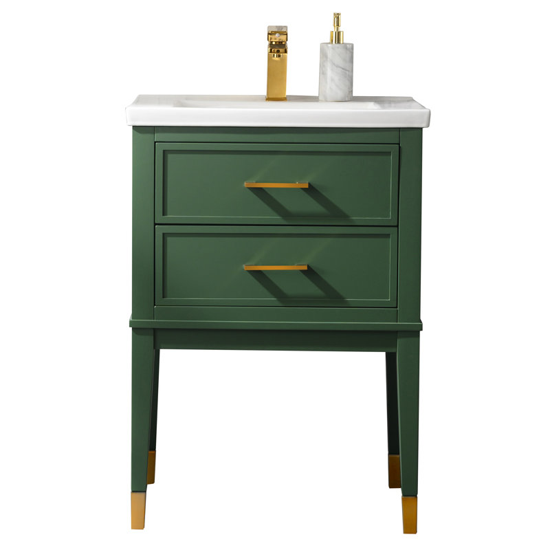 Everly Quinn Deon 24'' Single Bathroom Vanity with Ceramic Top ...