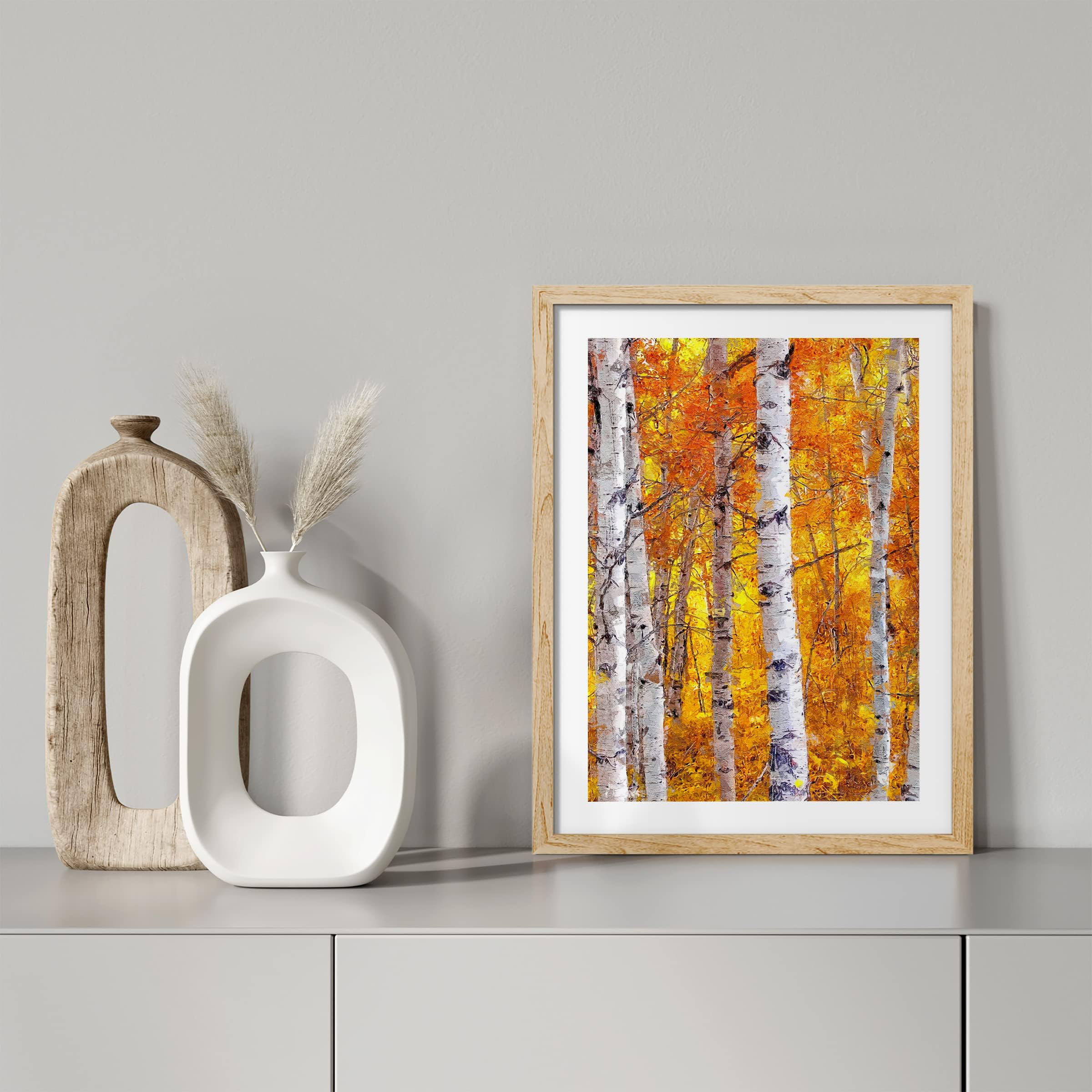 SIGNLEADER " White Orange Birch Tree Leaf Spring Autumn Forest " on ...