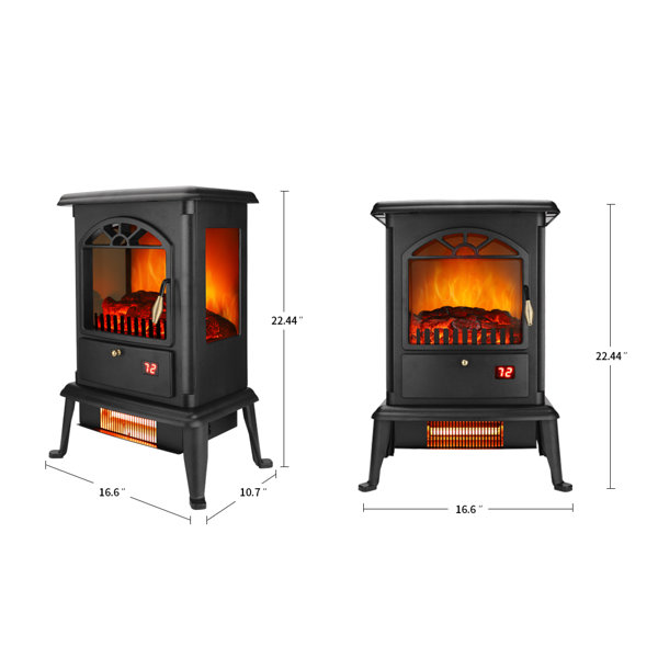 Winston Porter 1500w Freestanding Three-door Glass 3d Flame Fireplace ...
