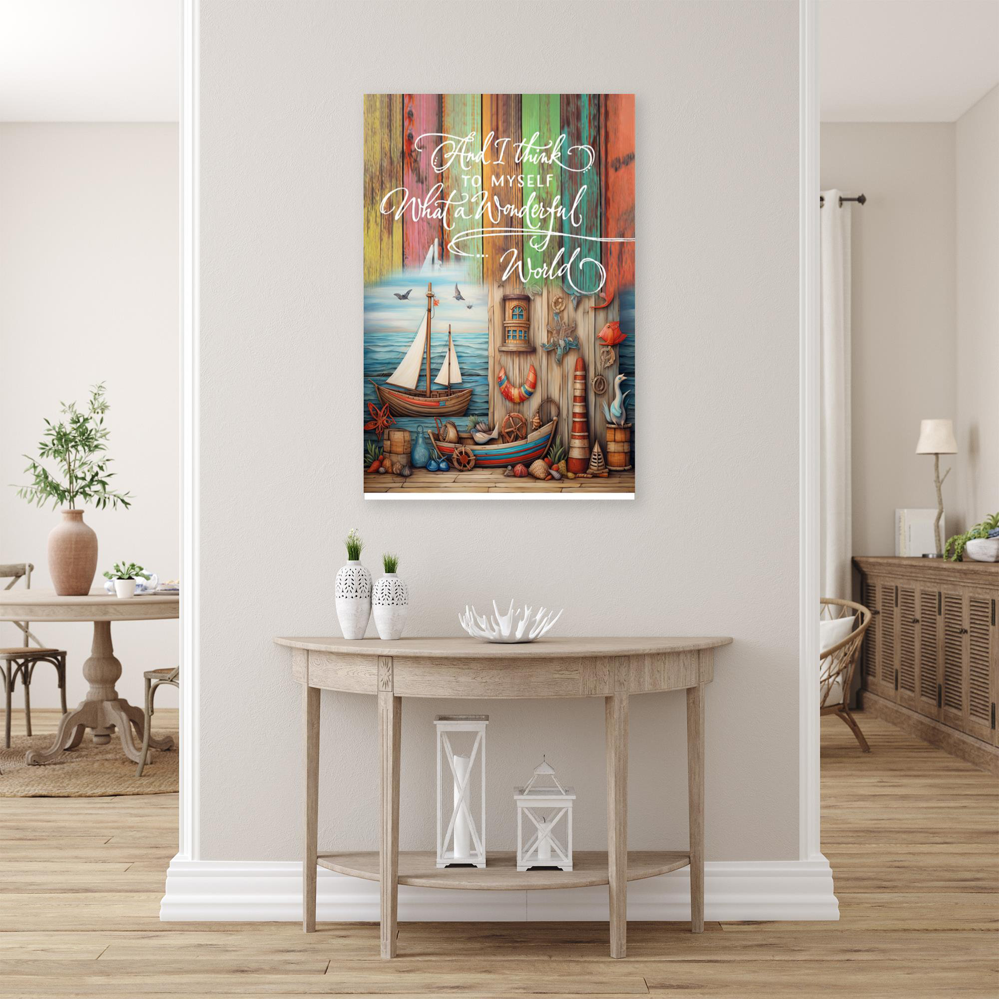 Trinx Boat What A Wonderful World - 1 Piece Rectangle Graphic Art Print ...