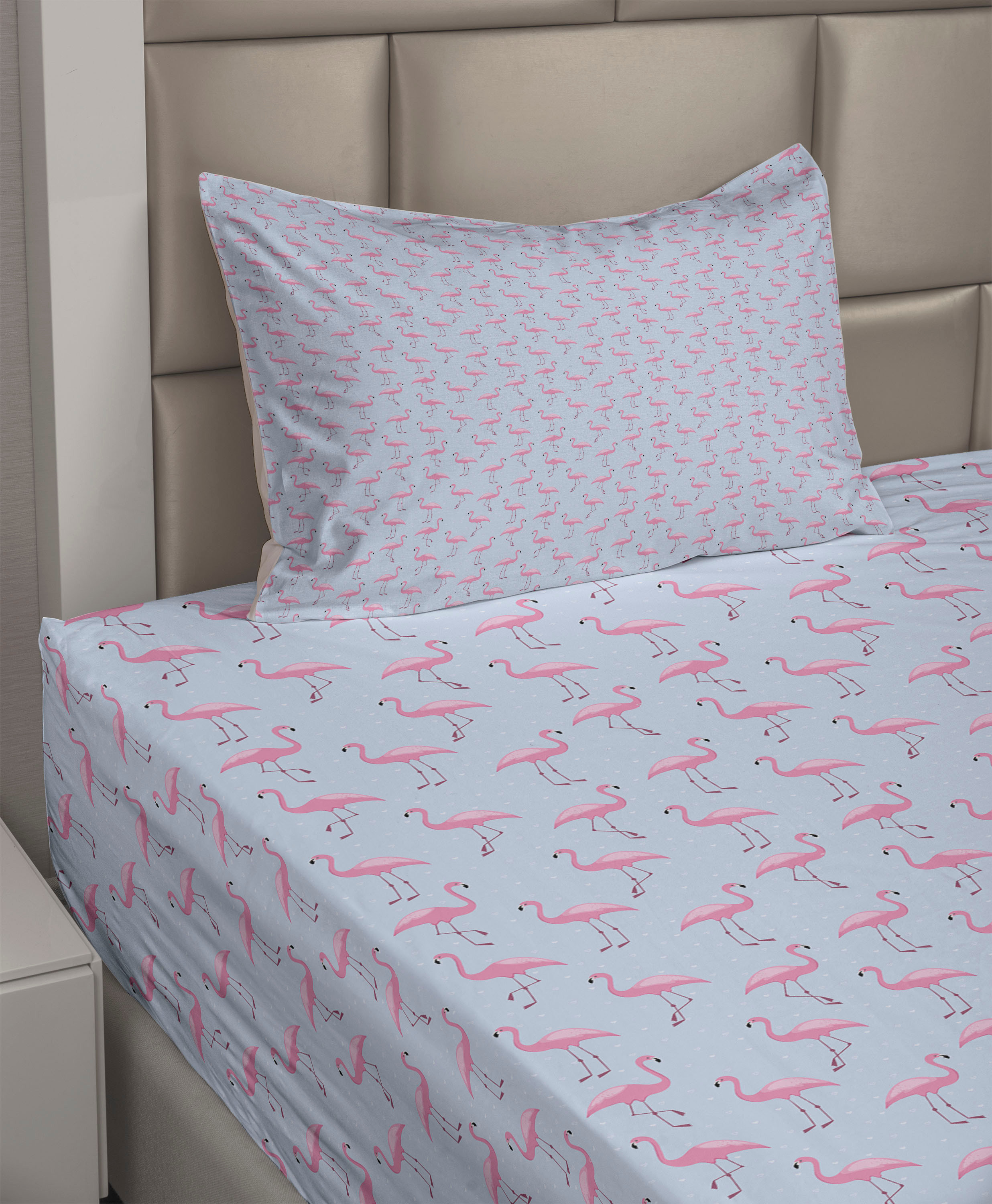 Ambesonne Tropical Sheet Set Vintage Flamingos Plot Pastel Pink and ...