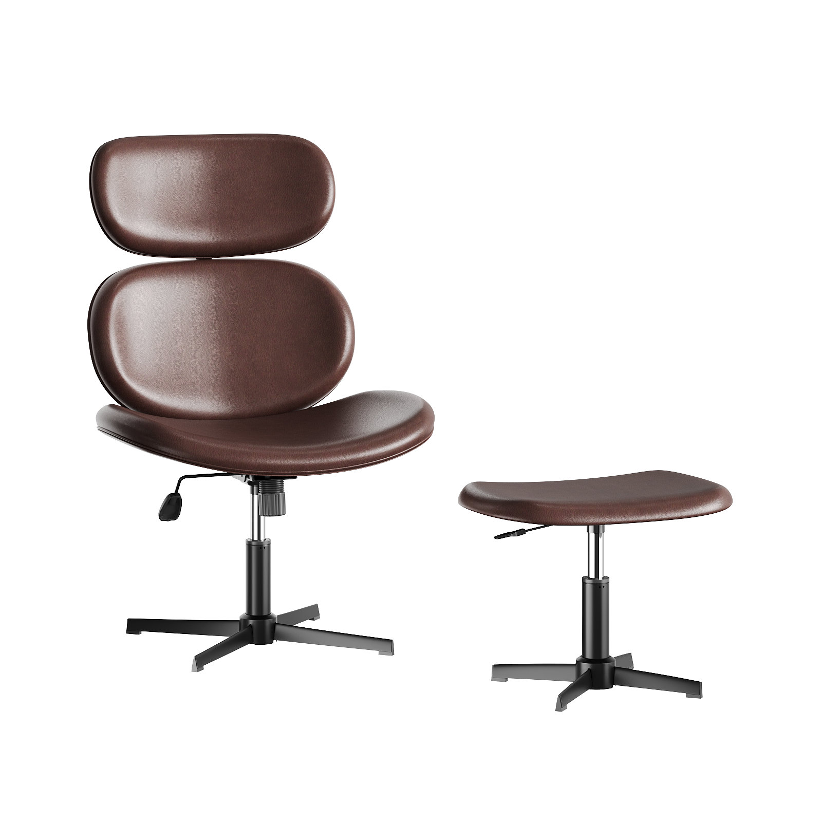 Ivy Bronx 2 Set Swivel Office Chairs With Ottoman,PU Desk Chair With ...