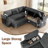 Ebern Designs 85" Sectional Sofa Couch With Pull Out Bed, 5 Seat L ...