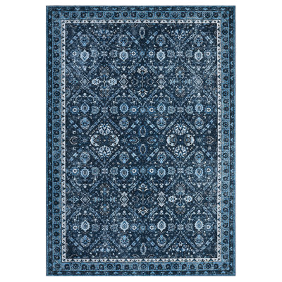 Bungalow Rose Suttle Oriental Machine Washable Rugs Floral Non-Slip Rug ...
