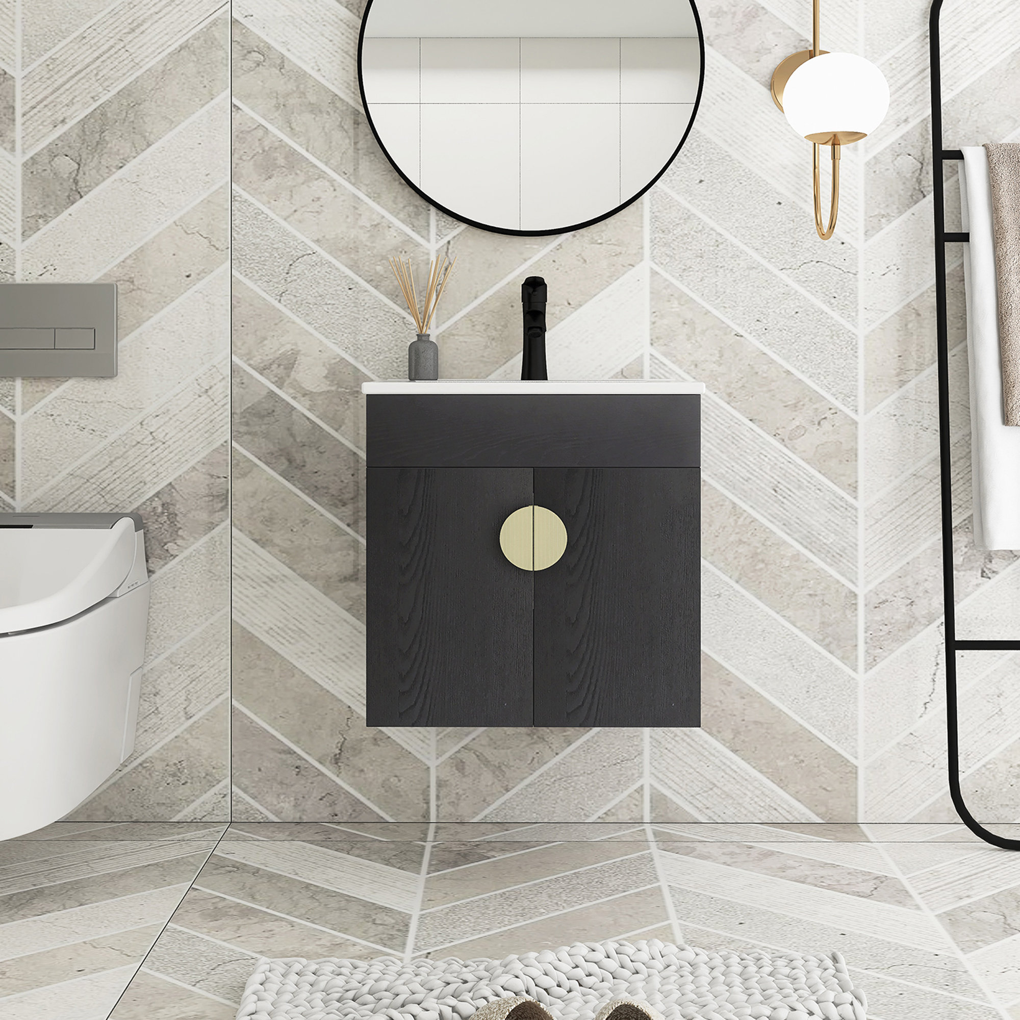 Ebern Designs Areke 20'' Single Bathroom Vanity with Ceramic Top | Wayfair