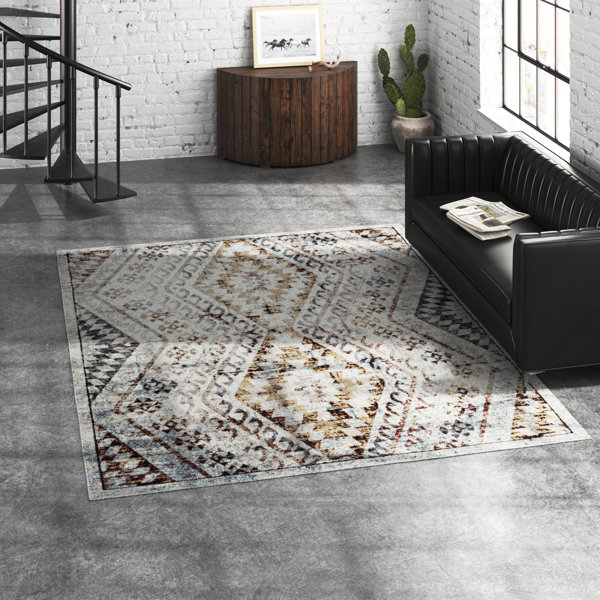Steelside™ Lucy Geometric Brown/Gray Area Rug & Reviews | Wayfair