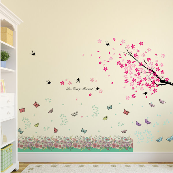 East Urban Home Ravella Spring Flowers and Butterflies Wall Sticker ...